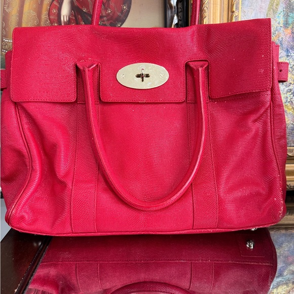 Mulberry | Bags | Mulberry Bayswater Textured Lizard Print Red | Poshmark